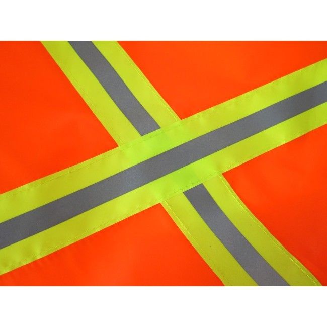 Orange nylon traffic flag, yellow & reflective stripes, 18”x26 ...