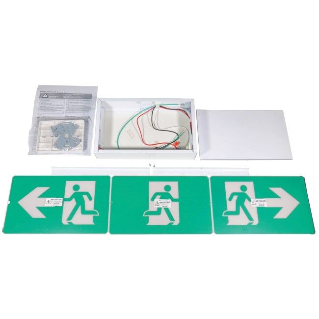 Green Running Man LED emergency exit sign. Steel, no battery ...