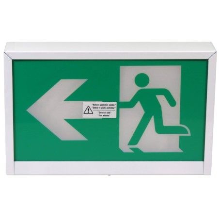 Green Running Man LED emergency exit sign. Steel, no battery ...