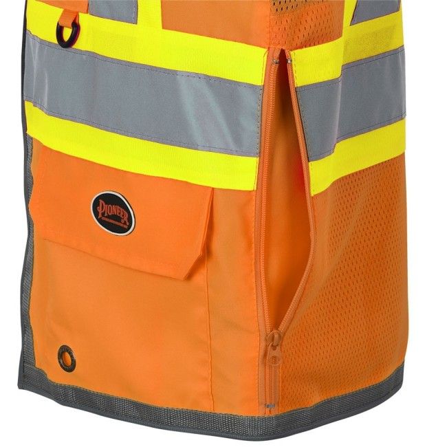 Hi-viz orange surveyor vest, 12 pockets, CSA Z96-15 class 2 level 2 ...