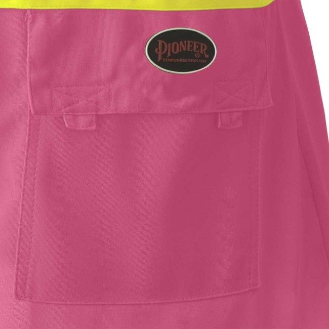 Pink vest with reflective stripe CSA Z96-22 class 1 level 2, Pioneer | Sylprotec.com